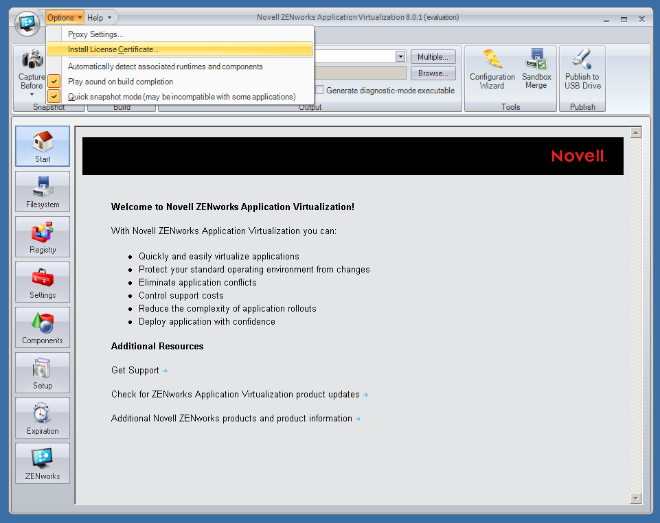 How to activate ZENworks Application Virtualization